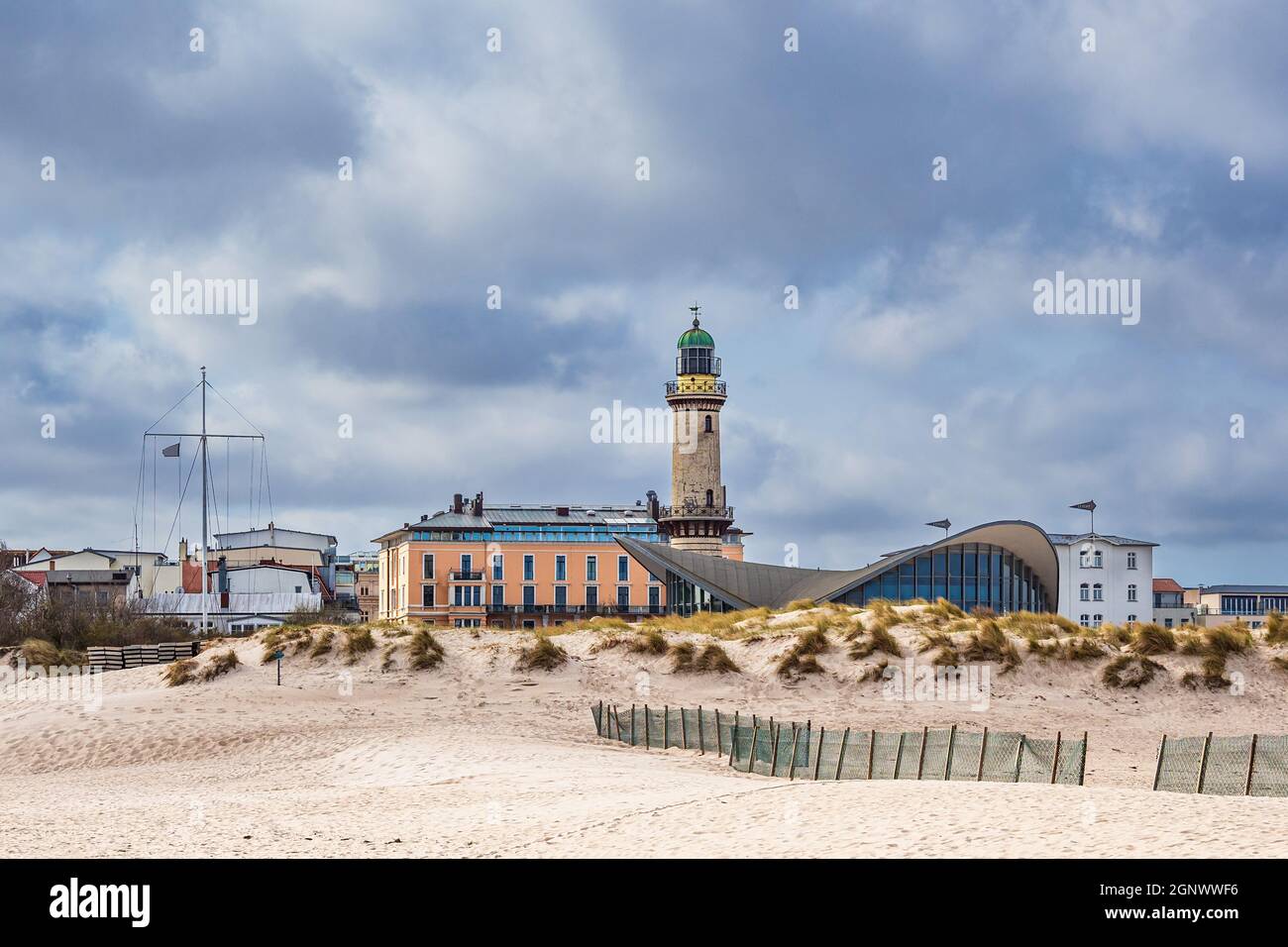 View to the Lighthouse in Warnemuende, Germany Stock Photo - Alamy