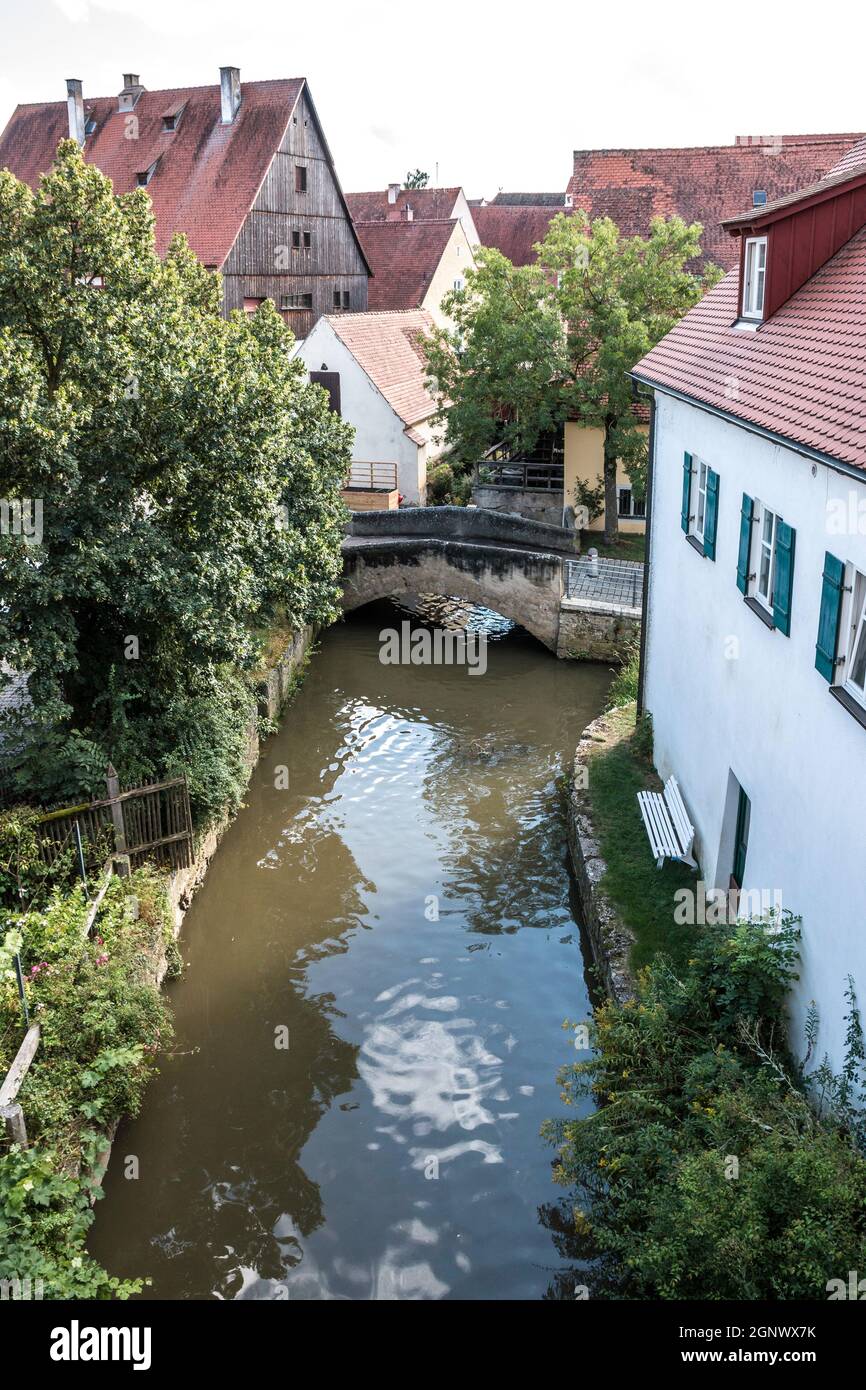 Lonely little bridge across the river at the medieval old town Stock ...