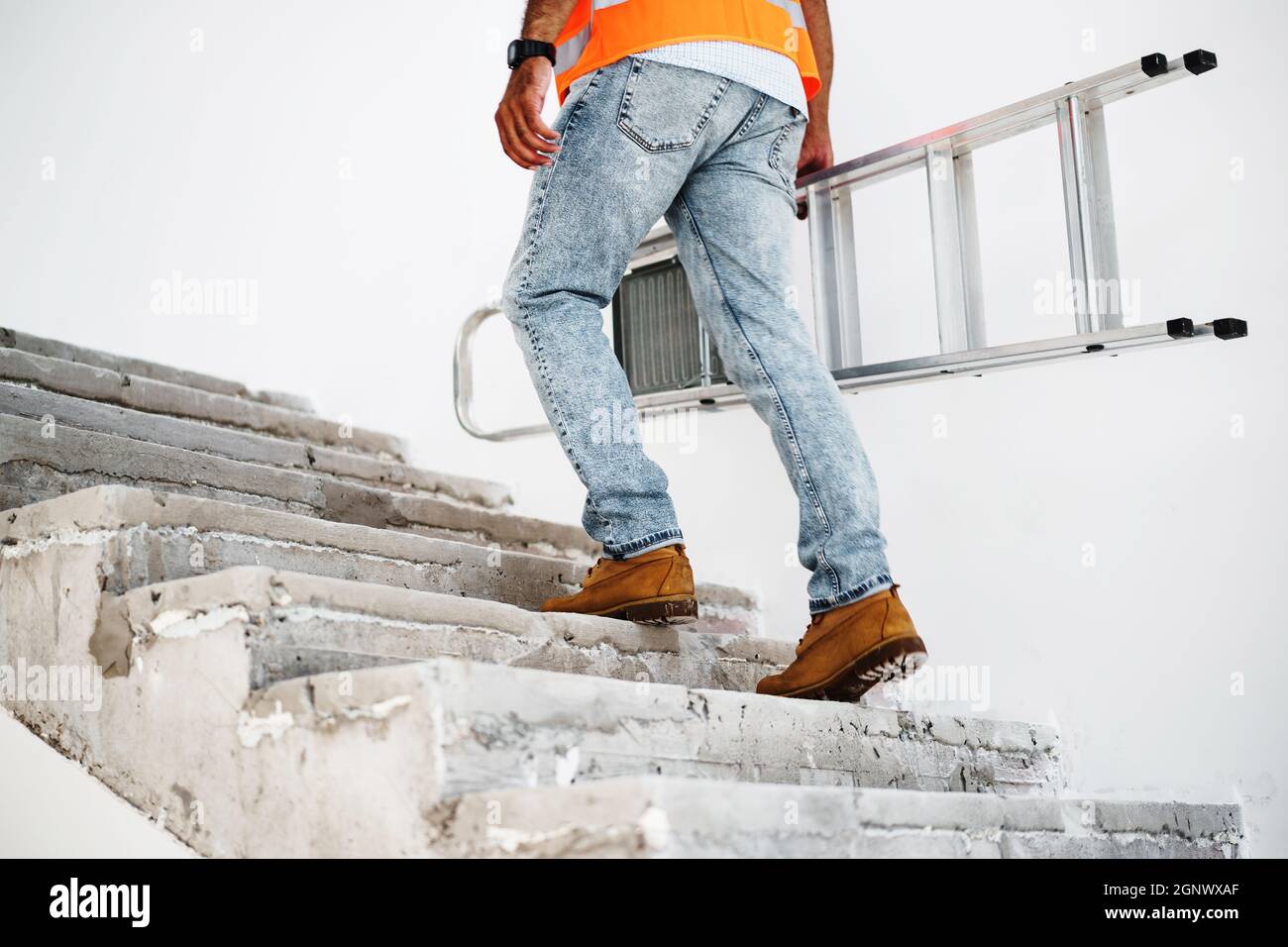 Person up ladder repair hi-res stock photography and images - Alamy
