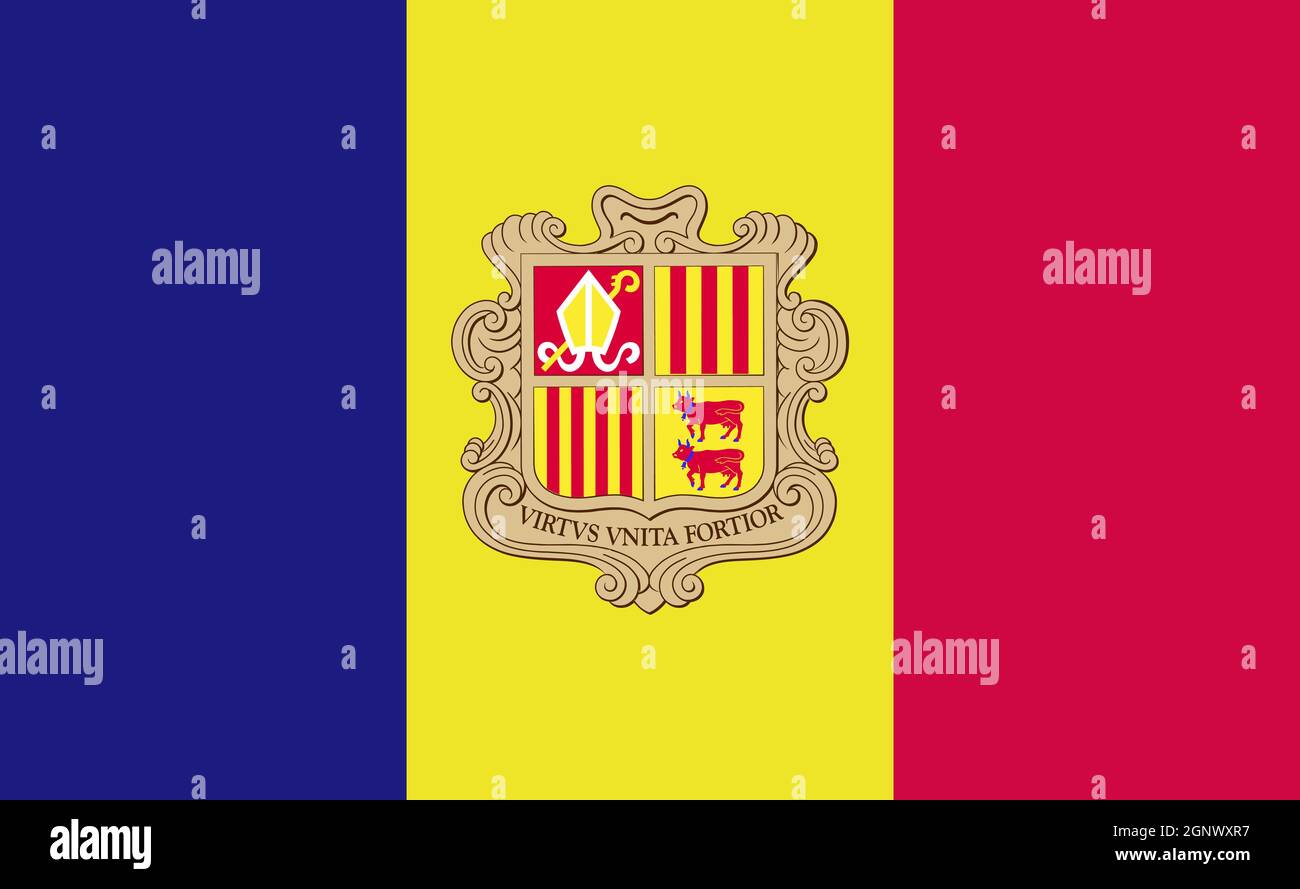 Andorra national flag in exact proportions - Vector illustration Stock ...