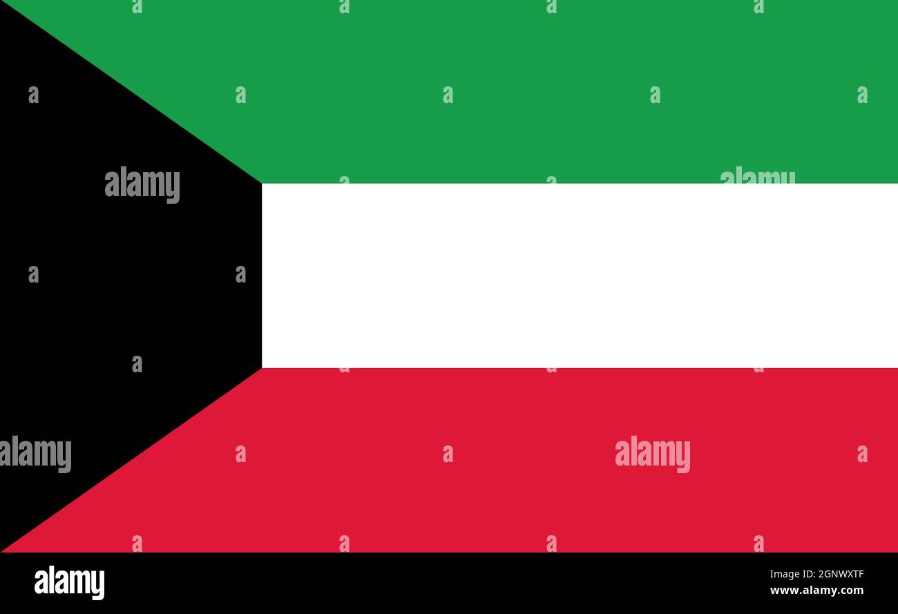Kuwait national flag in exact proportions - Vector illustration Stock ...