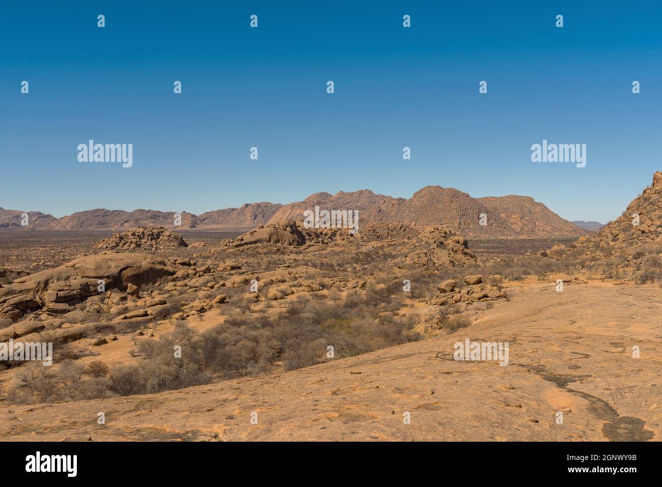 massive granite rock formation in the Erongo Mountains, Namibia Stock ...