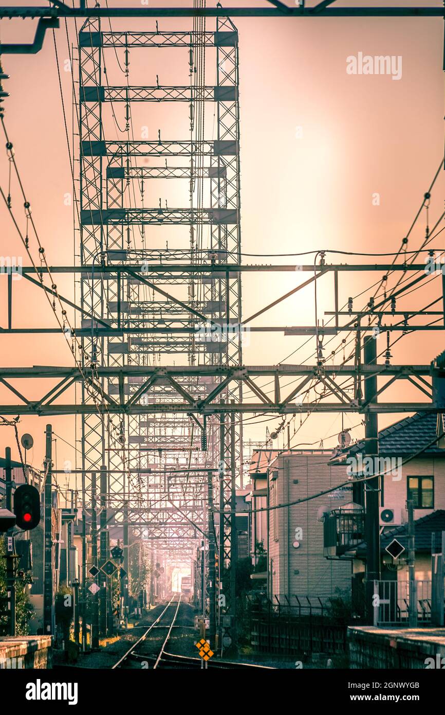 Seibu Tamagawa, Tama Station of the tower and the line. Shooting ...