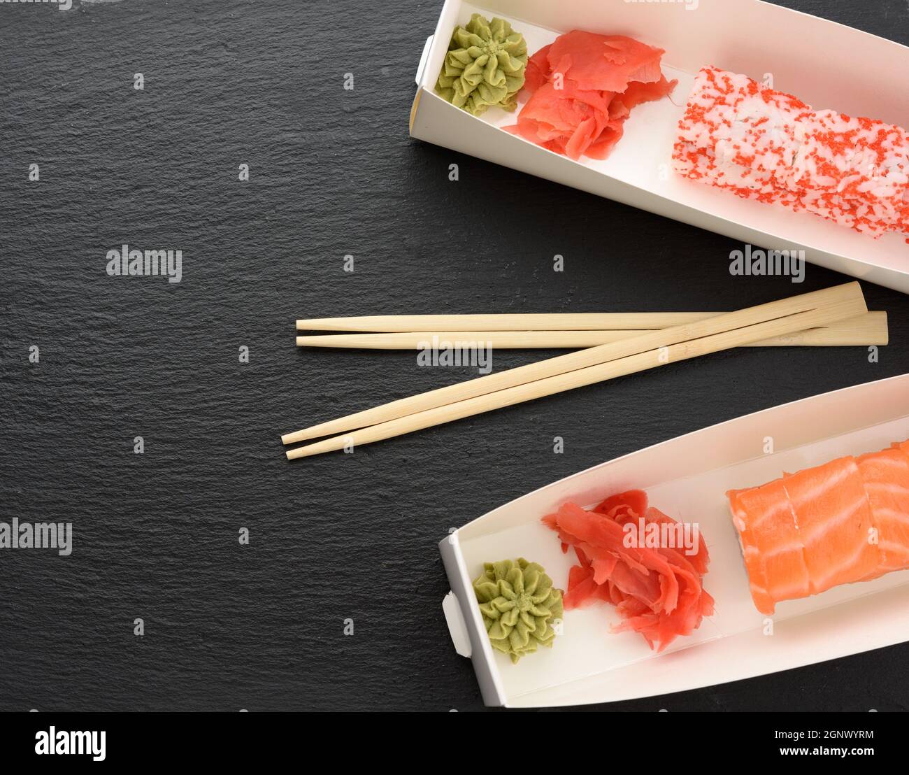 california sushi with red tobiko caviar and slices of philadelphia ...