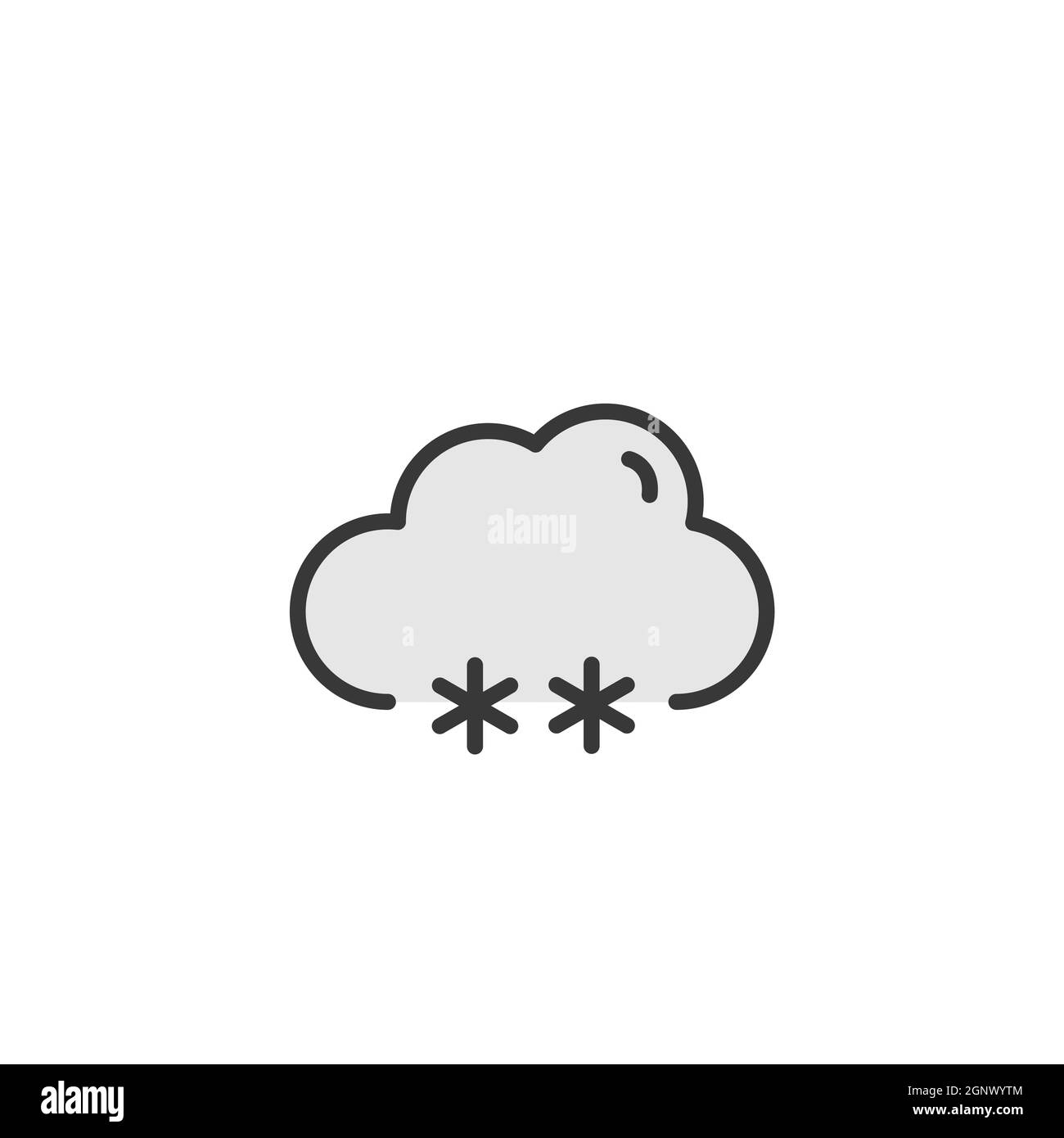 Snow and cloud. Filled color icon. Weather vector illustration Stock ...