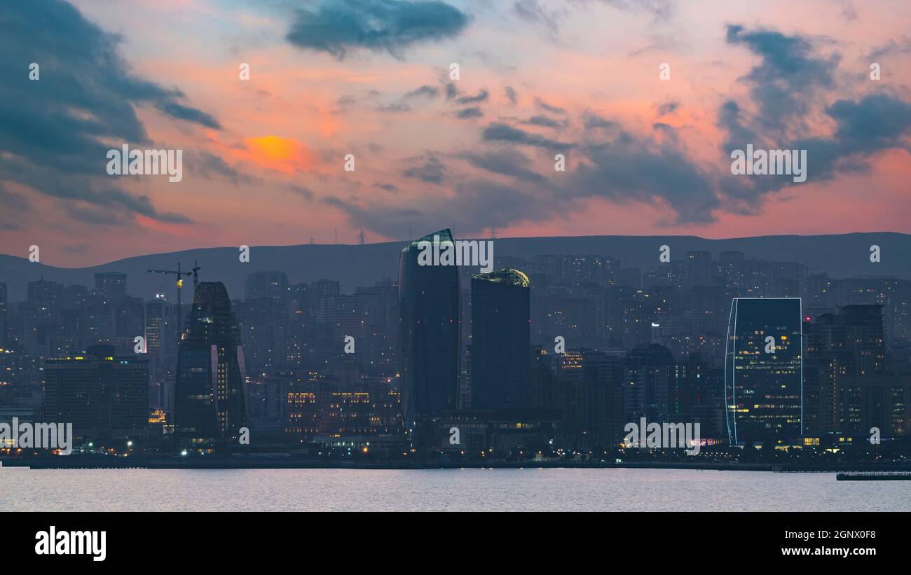 Night Baku city landscape Stock Photo - Alamy
