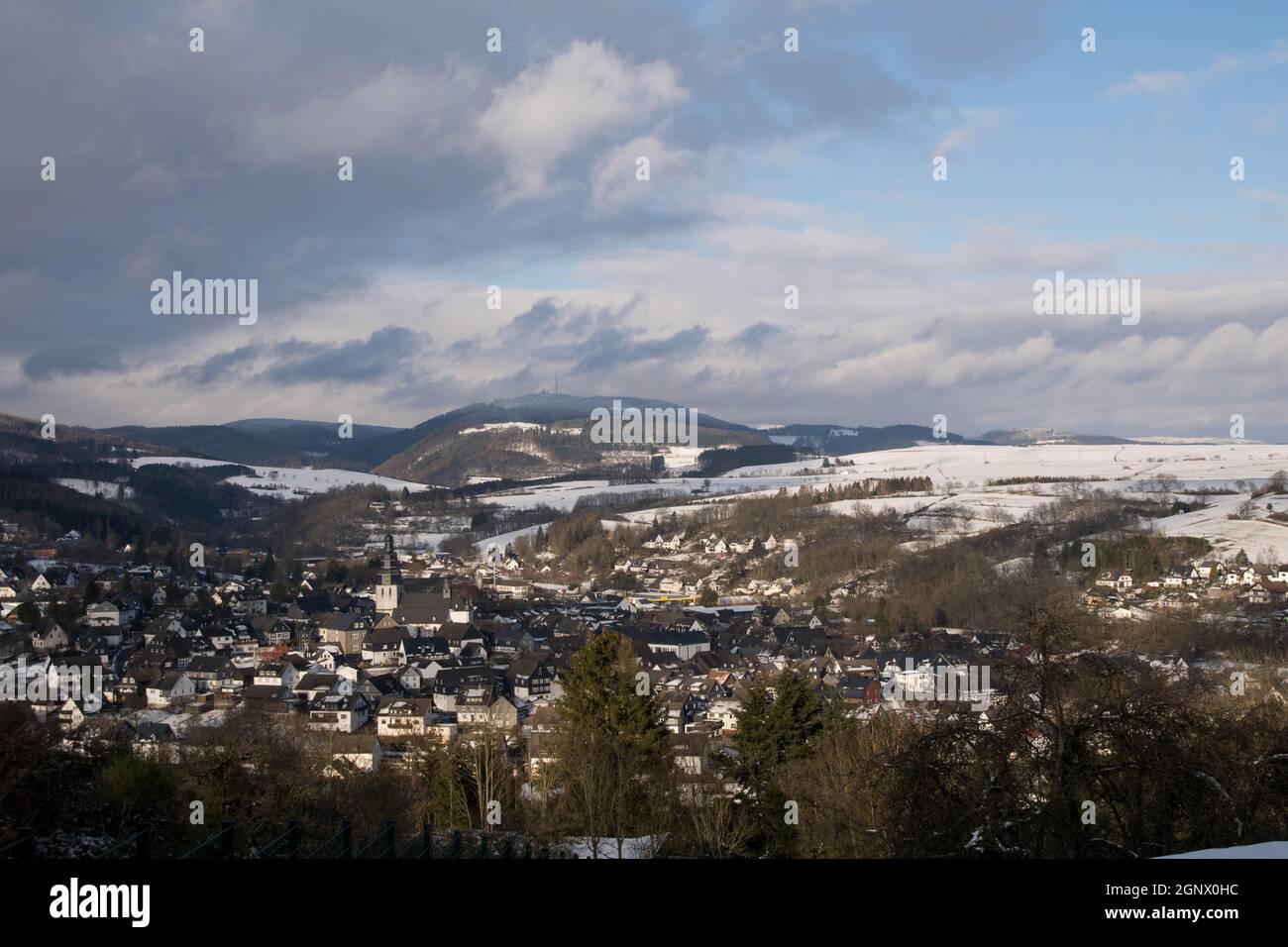 Landscape from the germand city Hallenberg at winter Stock Photo - Alamy