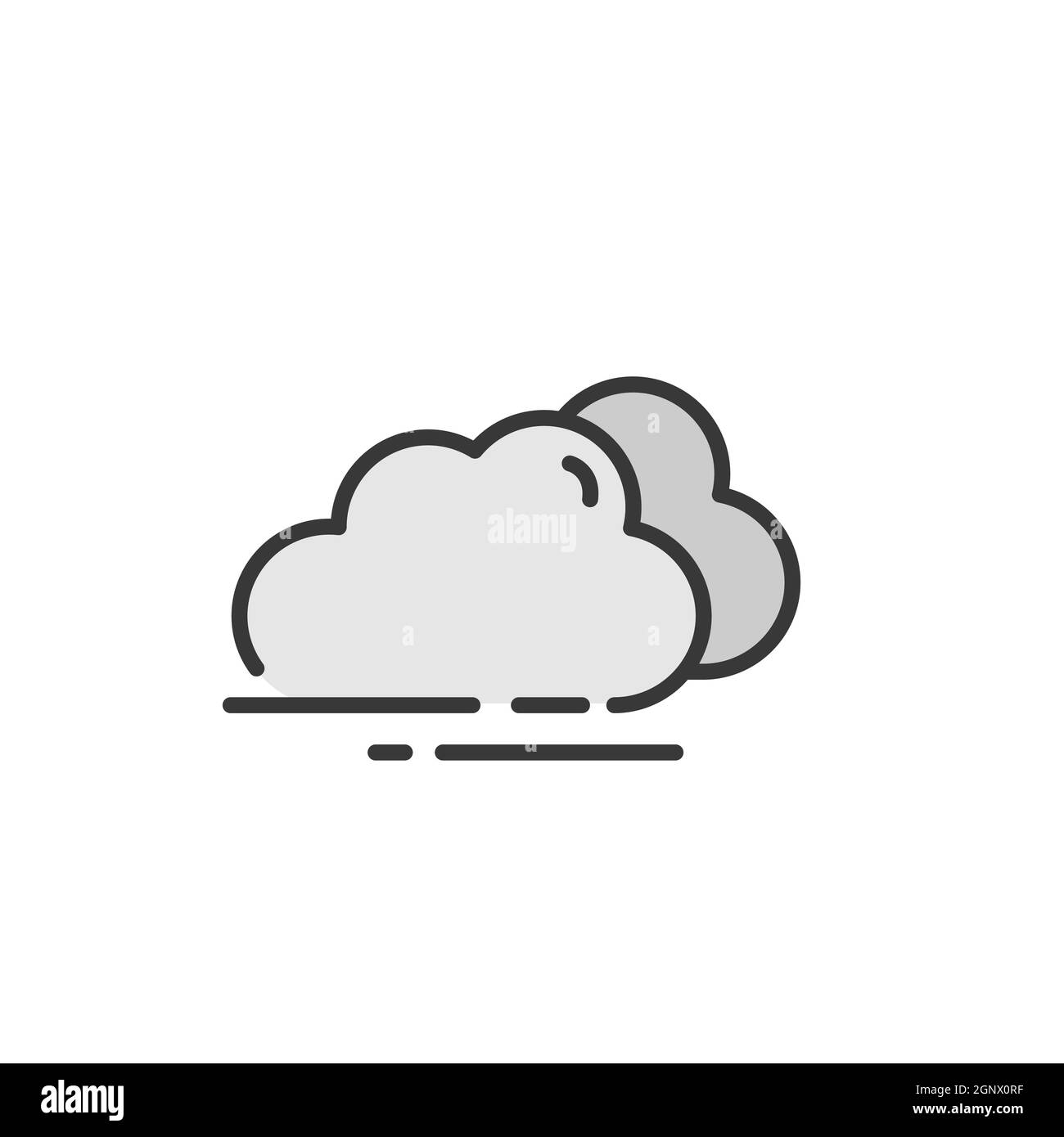 Overcast. Filled color icon. Weather vector illustration Stock Vector ...