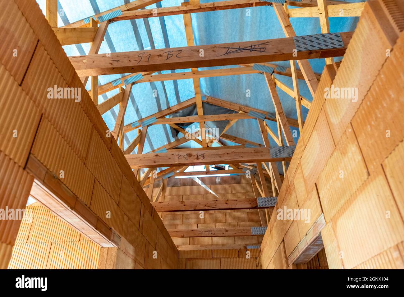 rough construction of a brick building Stock Photo - Alamy