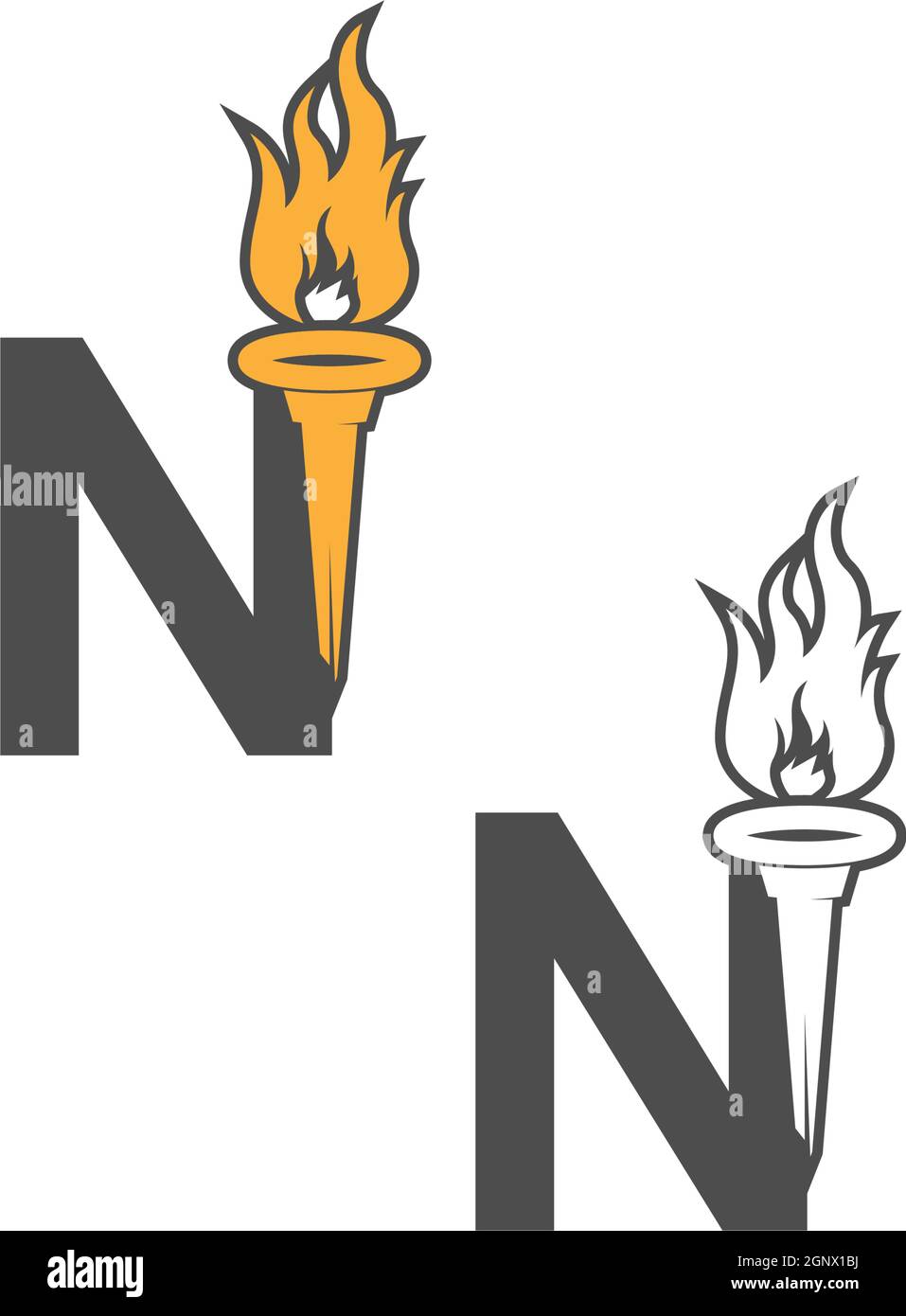 Letter N icon logo combined with torch icon design Stock Vector Image ...