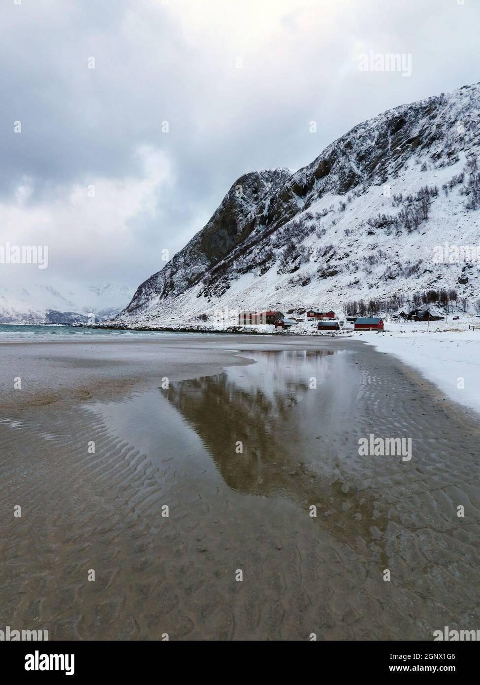 Landscape in wintertime oon the island Kvaloya in Norway Stock Photo ...