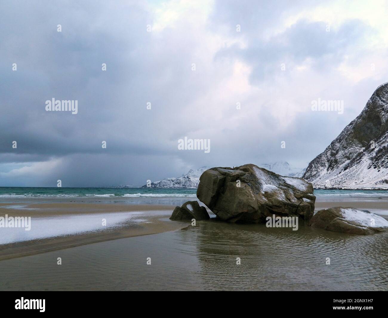 Landscape in wintertime oon the island Kvaloya in Norway Stock Photo ...