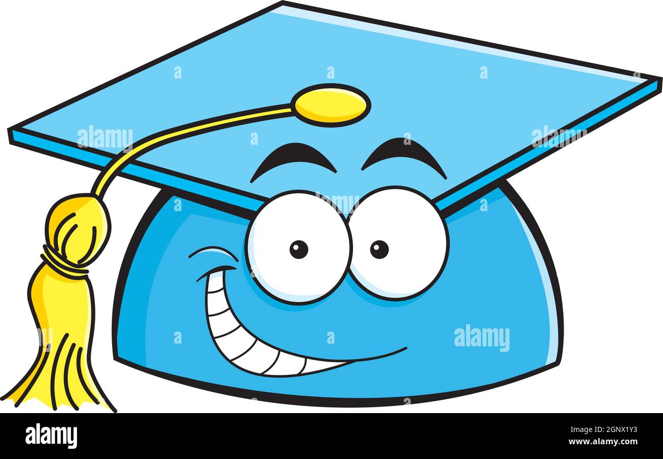 Cartoon illustration of a smiling graduation cap Stock Vector Image ...