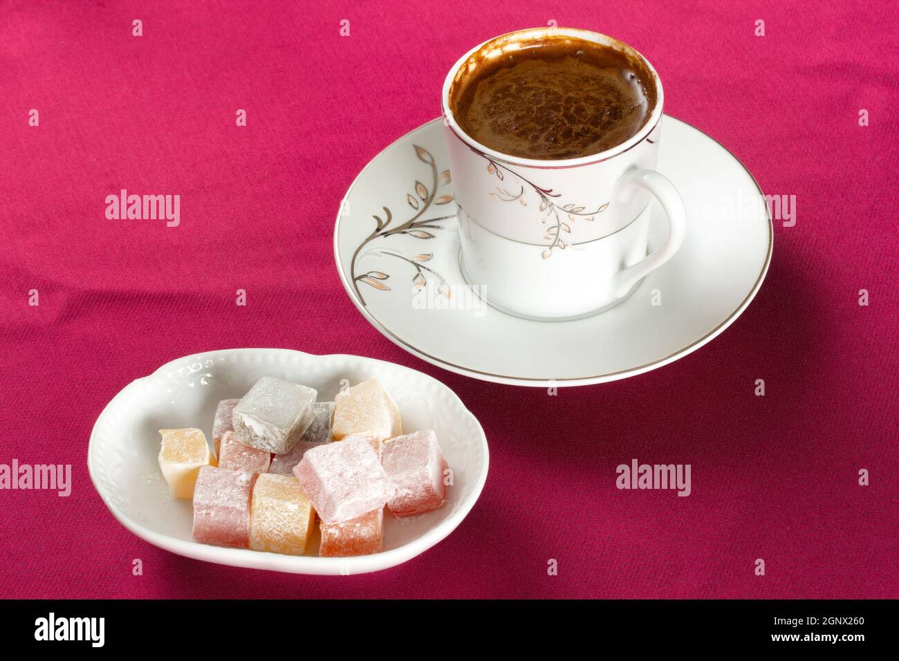 Traditional Turkish coffee and Turkish delight Stock Photo - Alamy