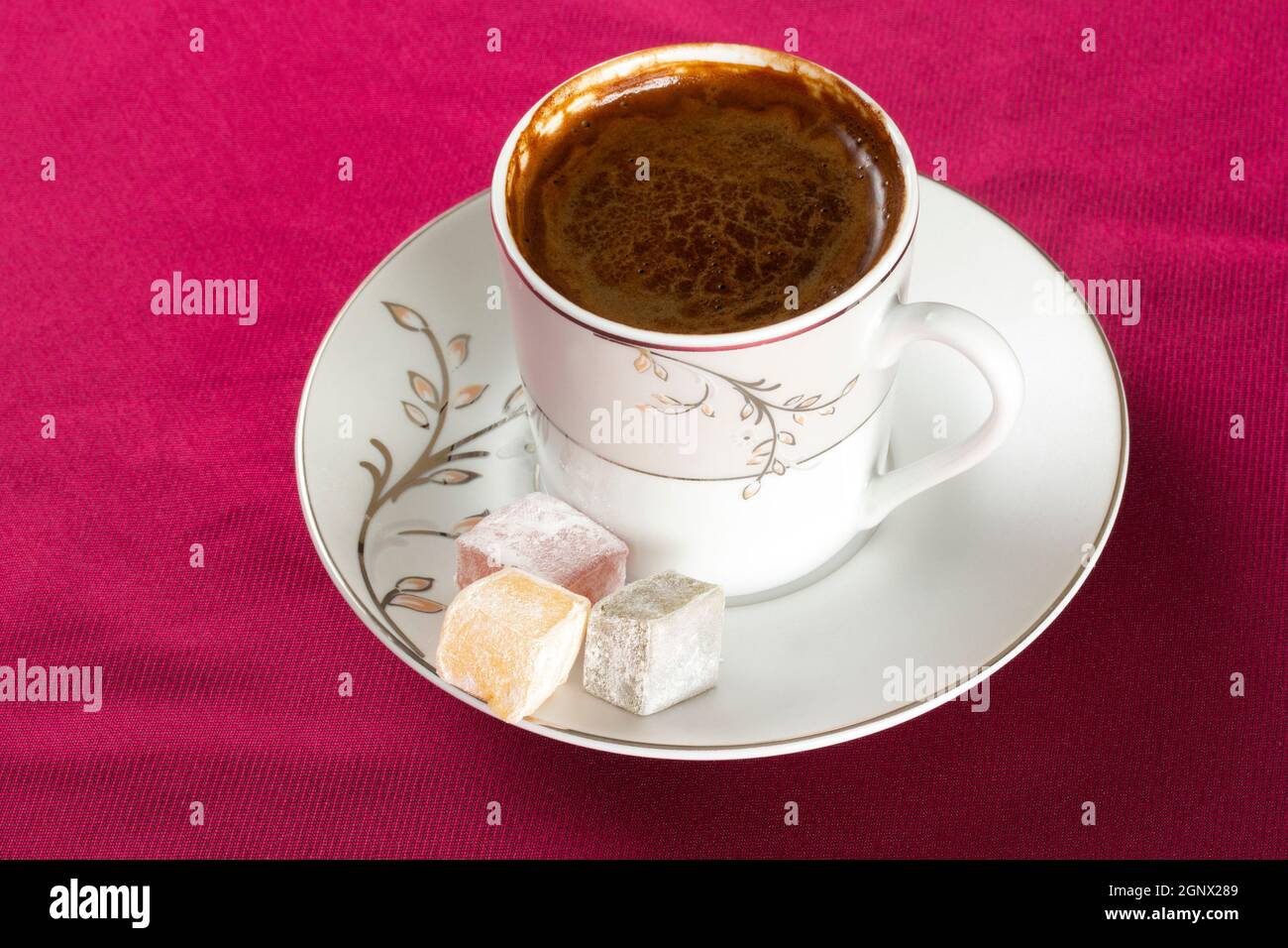 Traditional Turkish coffee and Turkish delight Stock Photo - Alamy