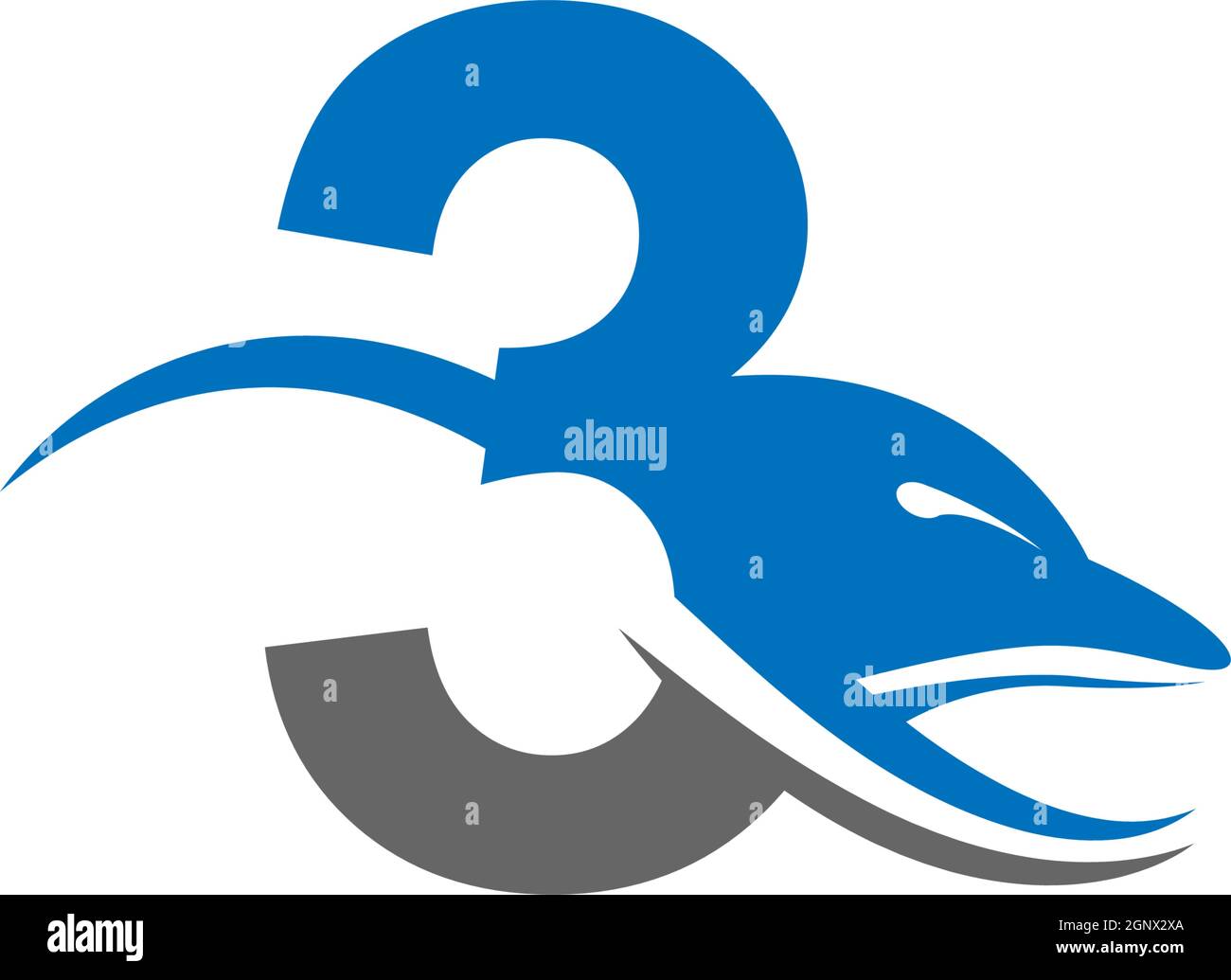 Dolphin with number 3 logo icon design concept vector template Stock ...