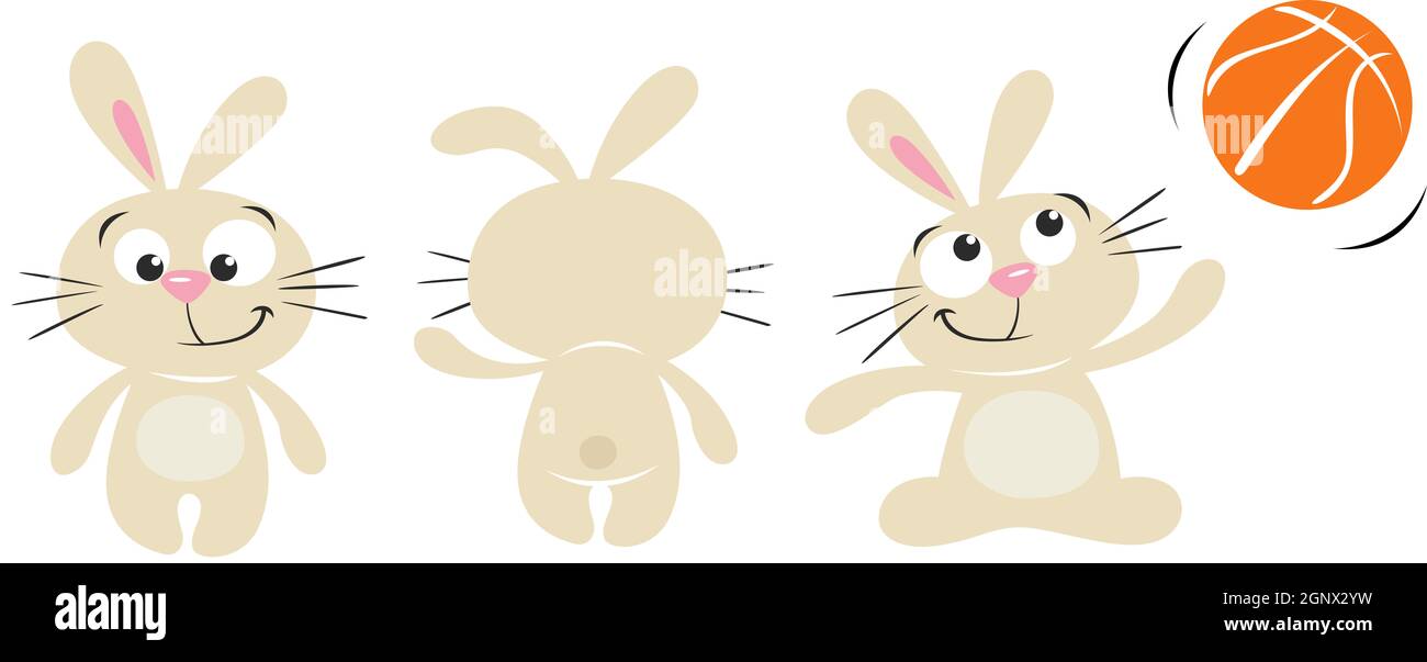 Cute set poses of rabbit playing ball Stock Photo - Alamy