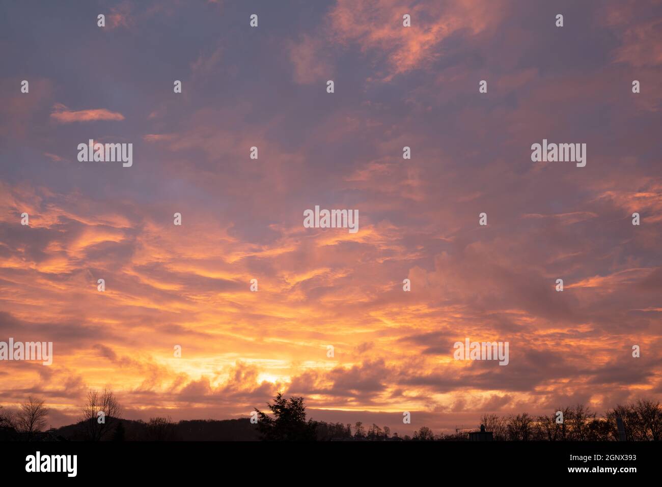 Evening sky with pastel-colored clouds Stock Photo - Alamy
