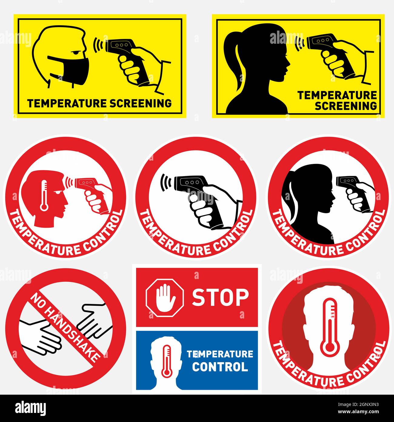 Set of checking human body temperature signs. Showing body temperature ...