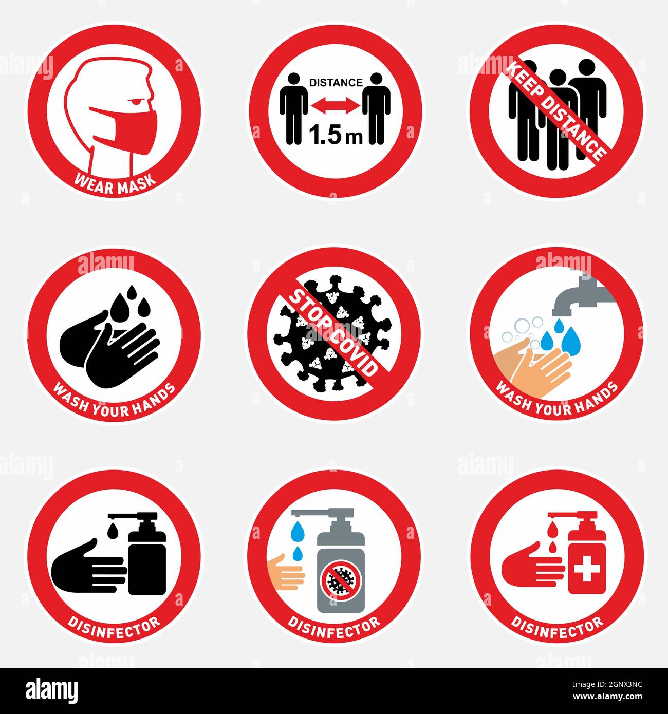 Set of Coronavirus Safety Measures and Precautions Warning signs about ...