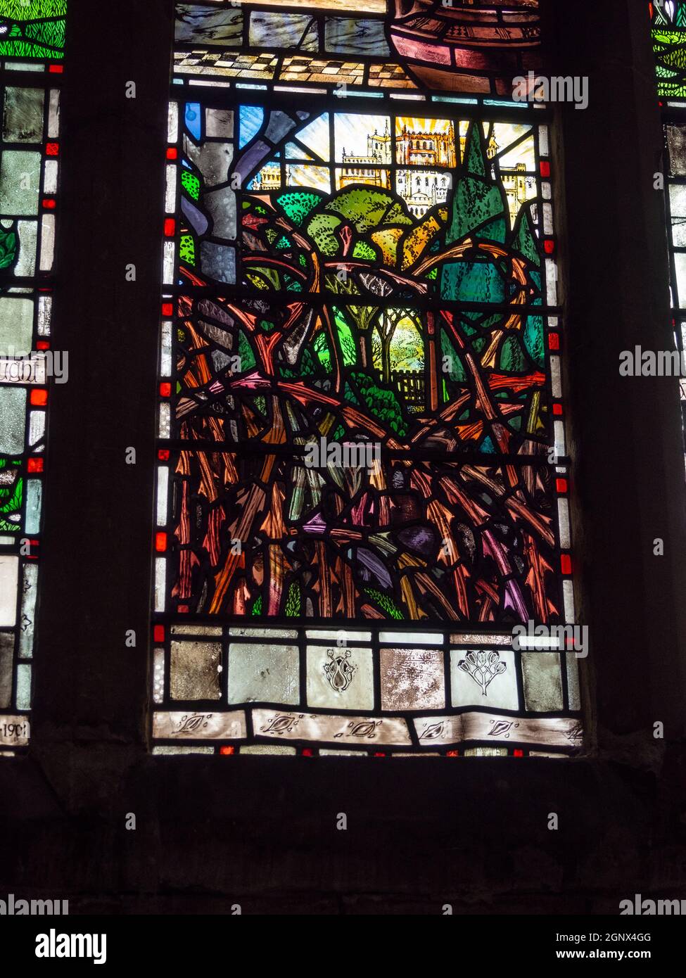 Stained glass detail from the Turnbull Memorial window, St Oswalds ...