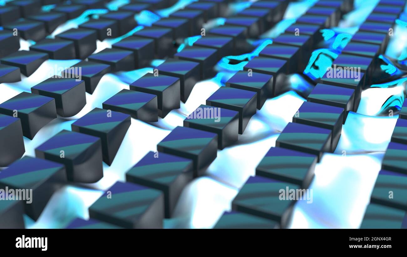 Abstract of blue 3D cubes floating on water Stock Photo - Alamy