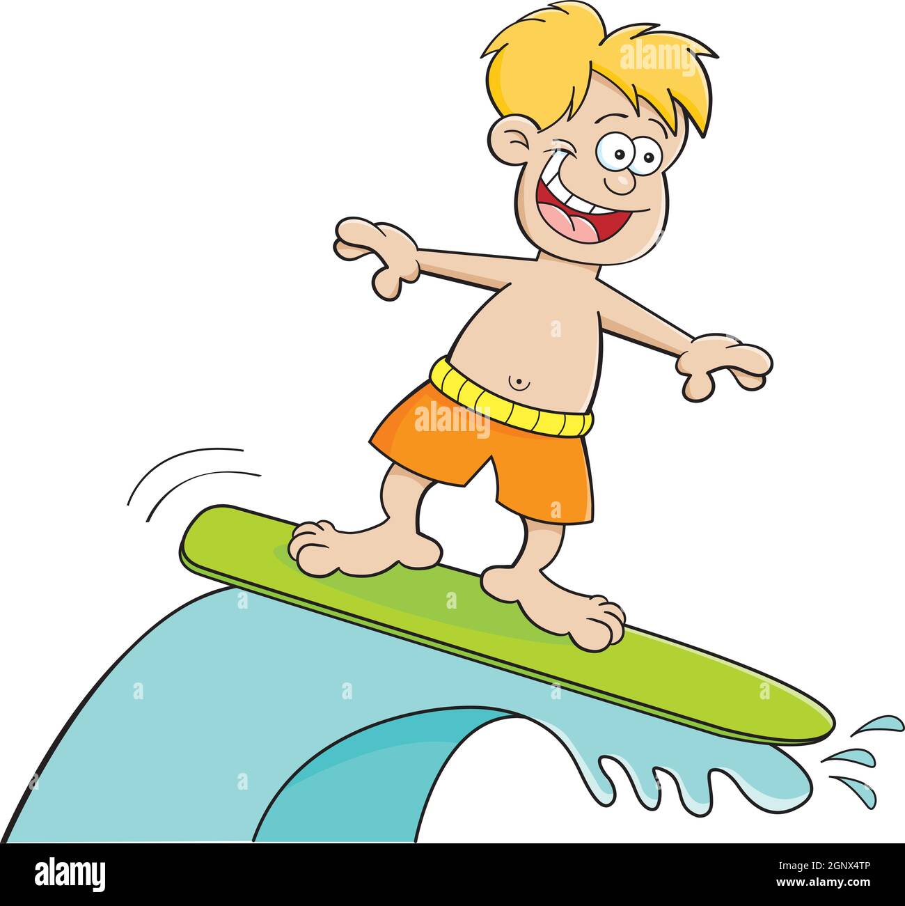 Cartoon illustration of a boy surfing Stock Vector Image & Art - Alamy