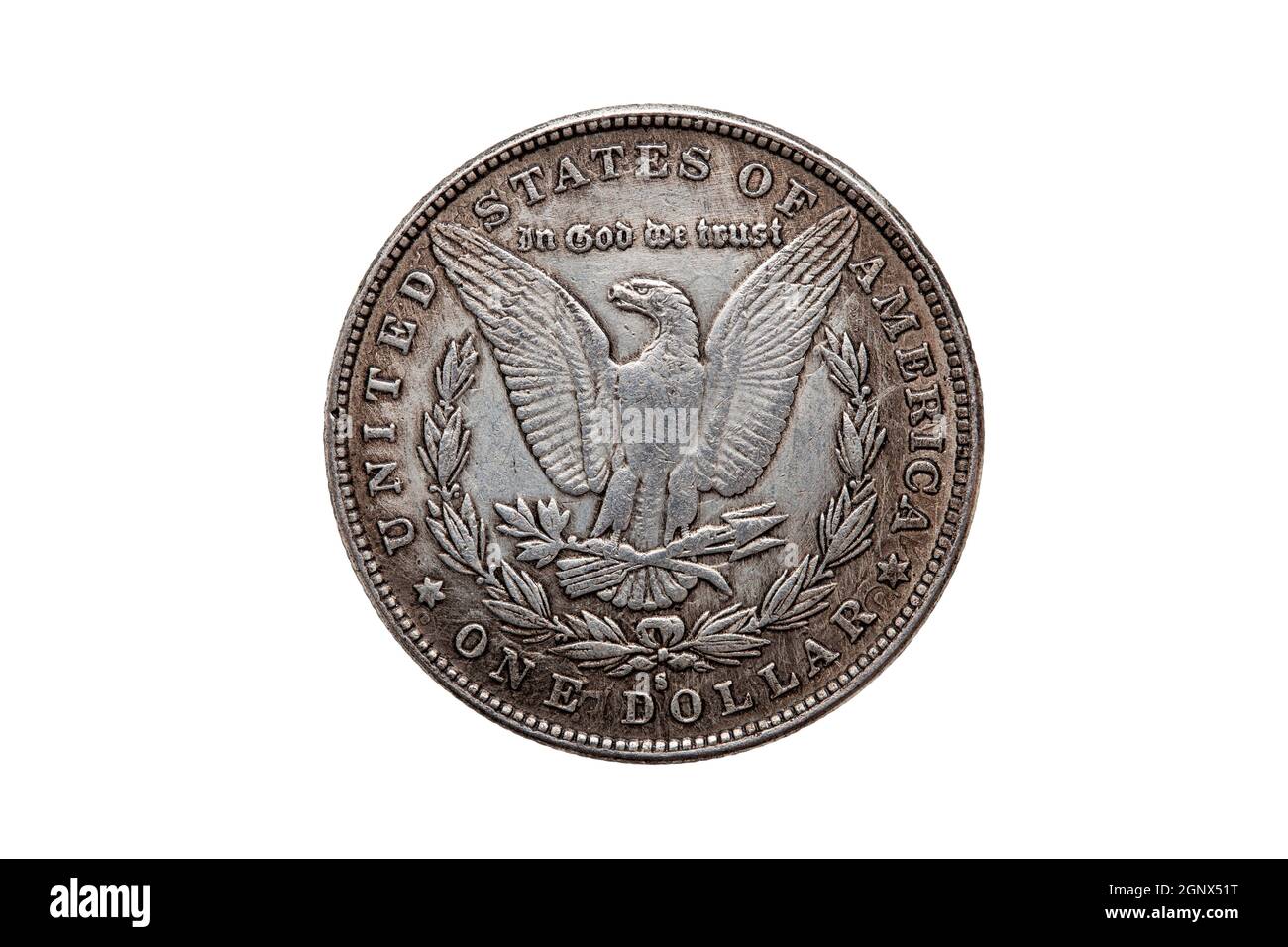 USA One Dollar Morgan Silver Coin replica dated 1880 with an image of a ...