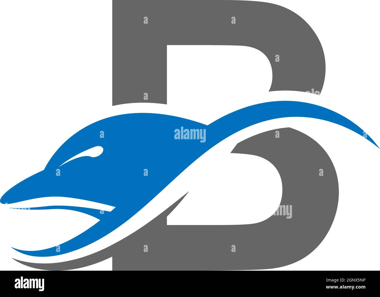 Dolphin with Letter B logo icon design concept vector template Stock ...
