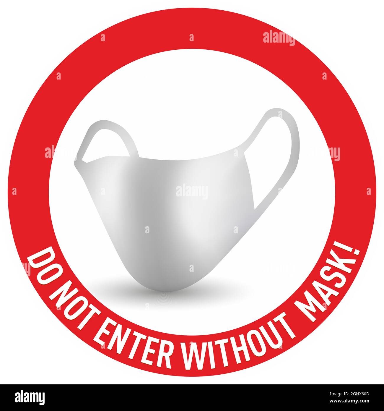 Vector red circle sign with text Do not enter without a mask on ...