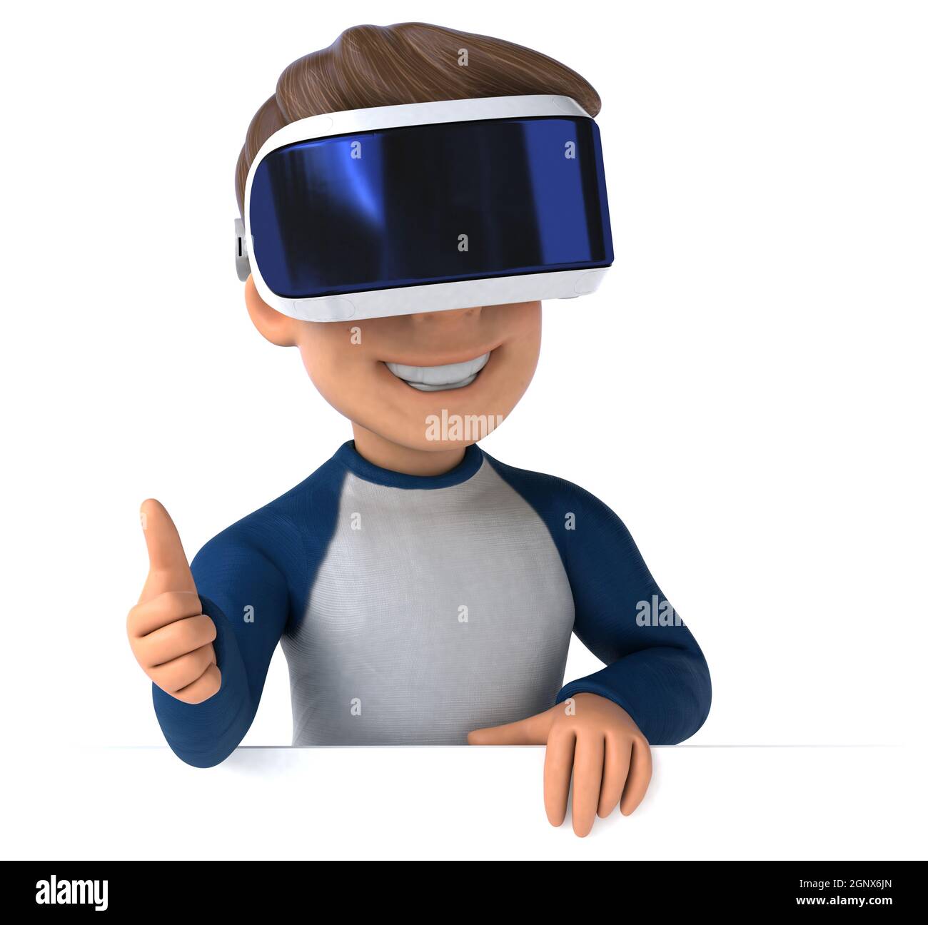 Fun 3D illustration of a cartoon kid with a VR helmet Stock Photo - Alamy