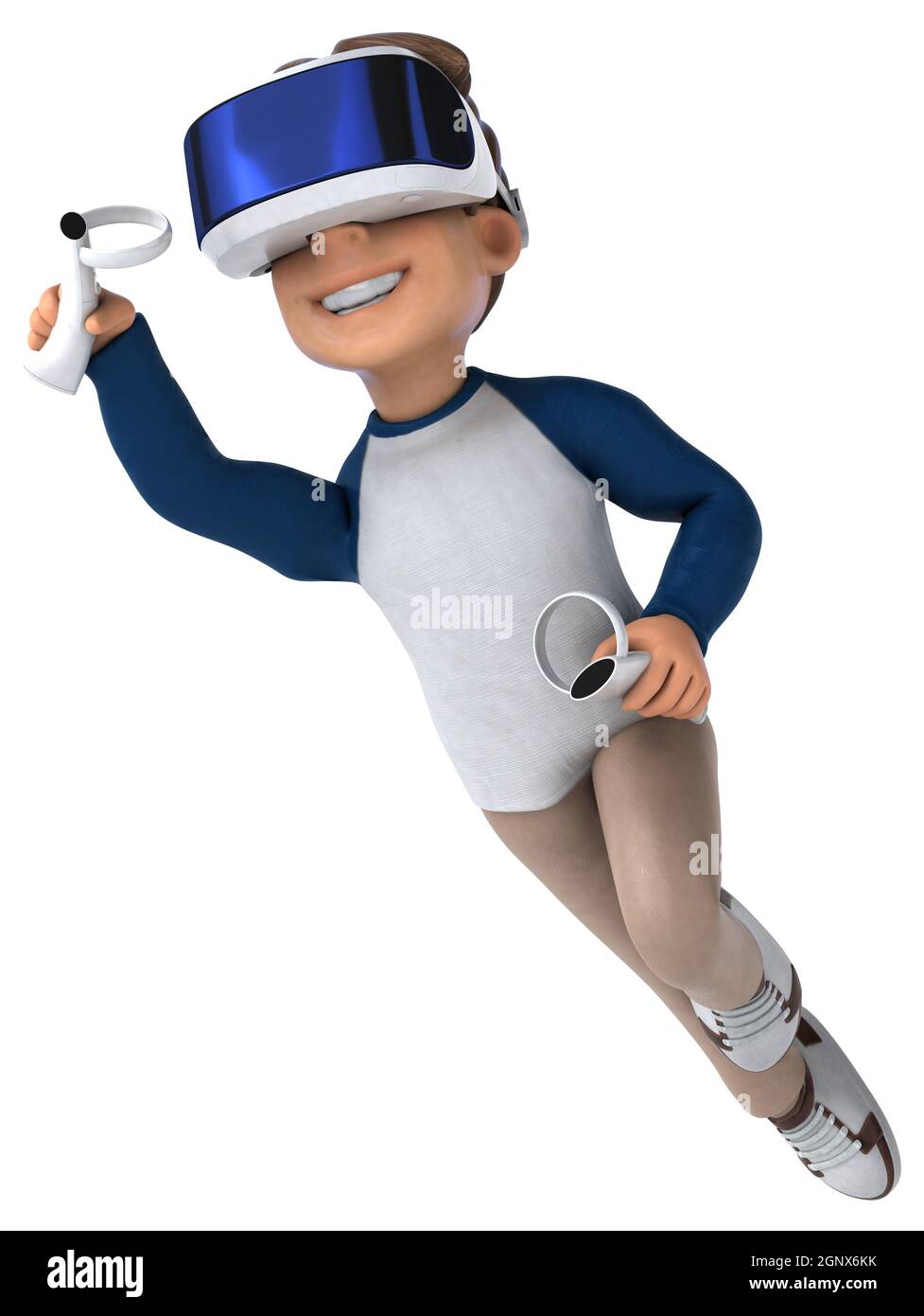 Fun 3D illustration of a cartoon kid with a VR helmet Stock Photo - Alamy