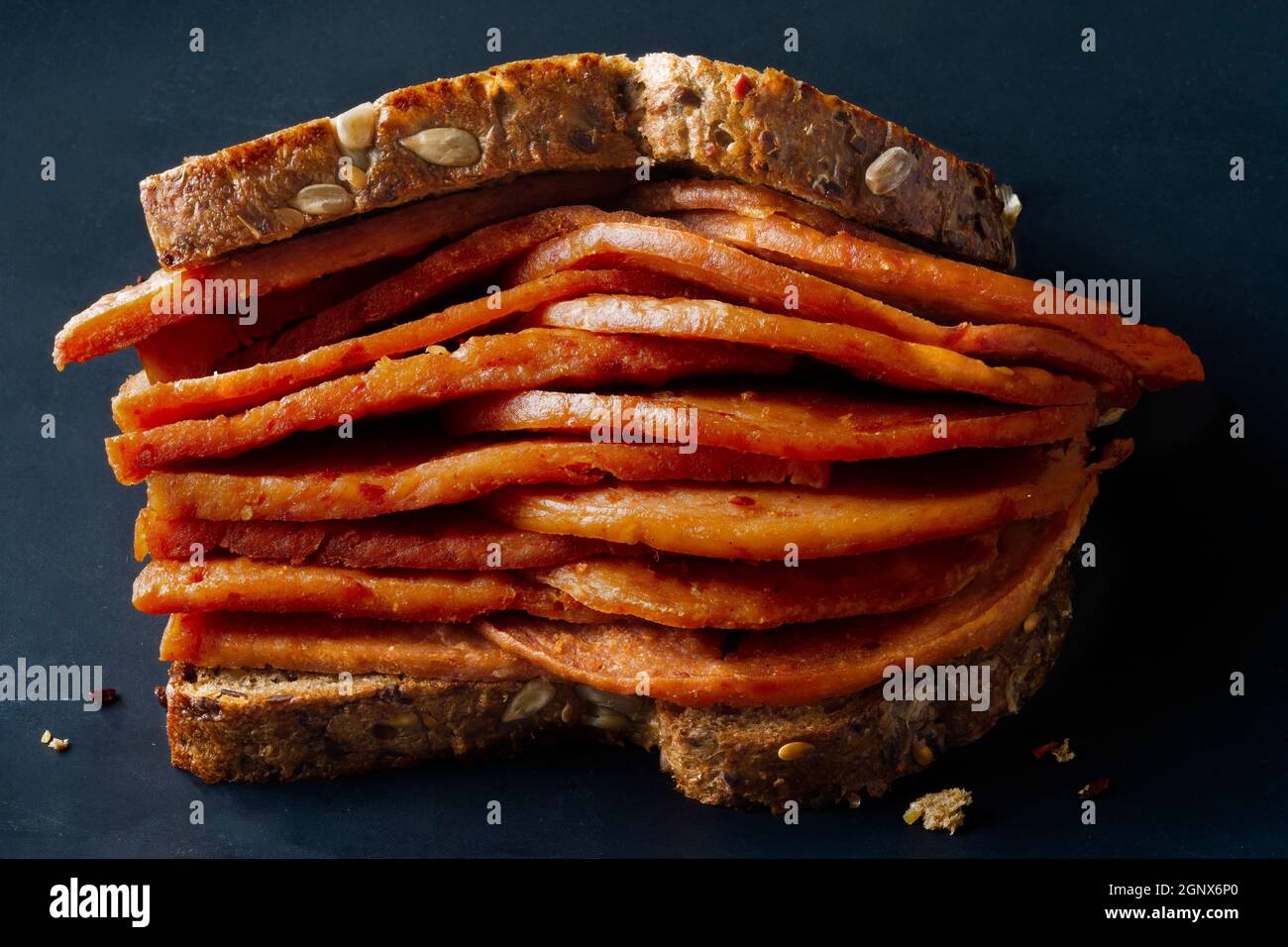 close up of rustic sausage sandwich Stock Photo - Alamy