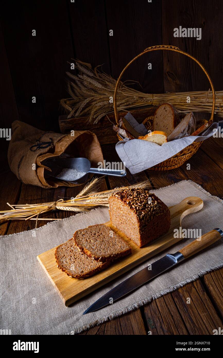 Moist wholemeal bread, crushed or ground whole grain Stock Photo - Alamy