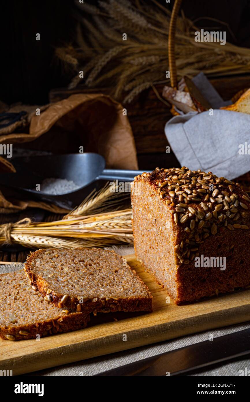 Moist wholemeal bread, crushed or ground whole grain Stock Photo - Alamy