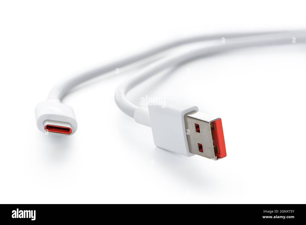 Charging phone cable isolated on a white background Stock Photo - Alamy
