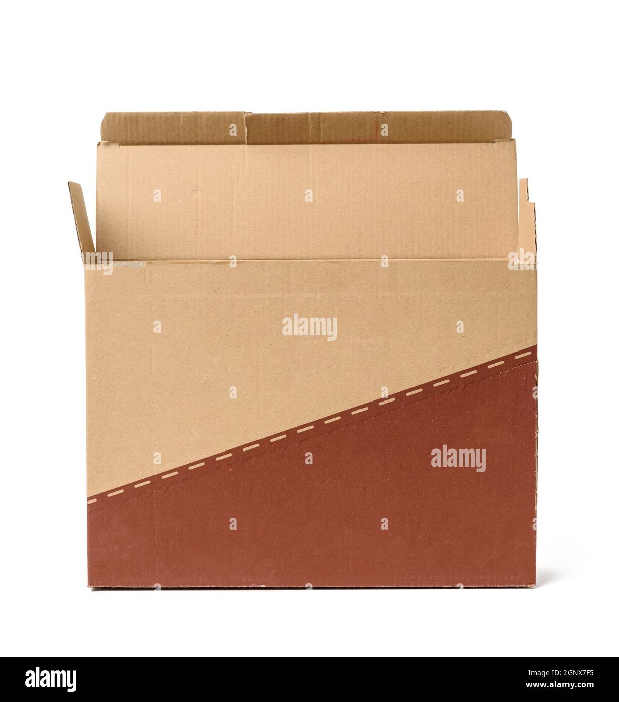 open cardboard rectangular box made of corrugated brown paper isolated ...