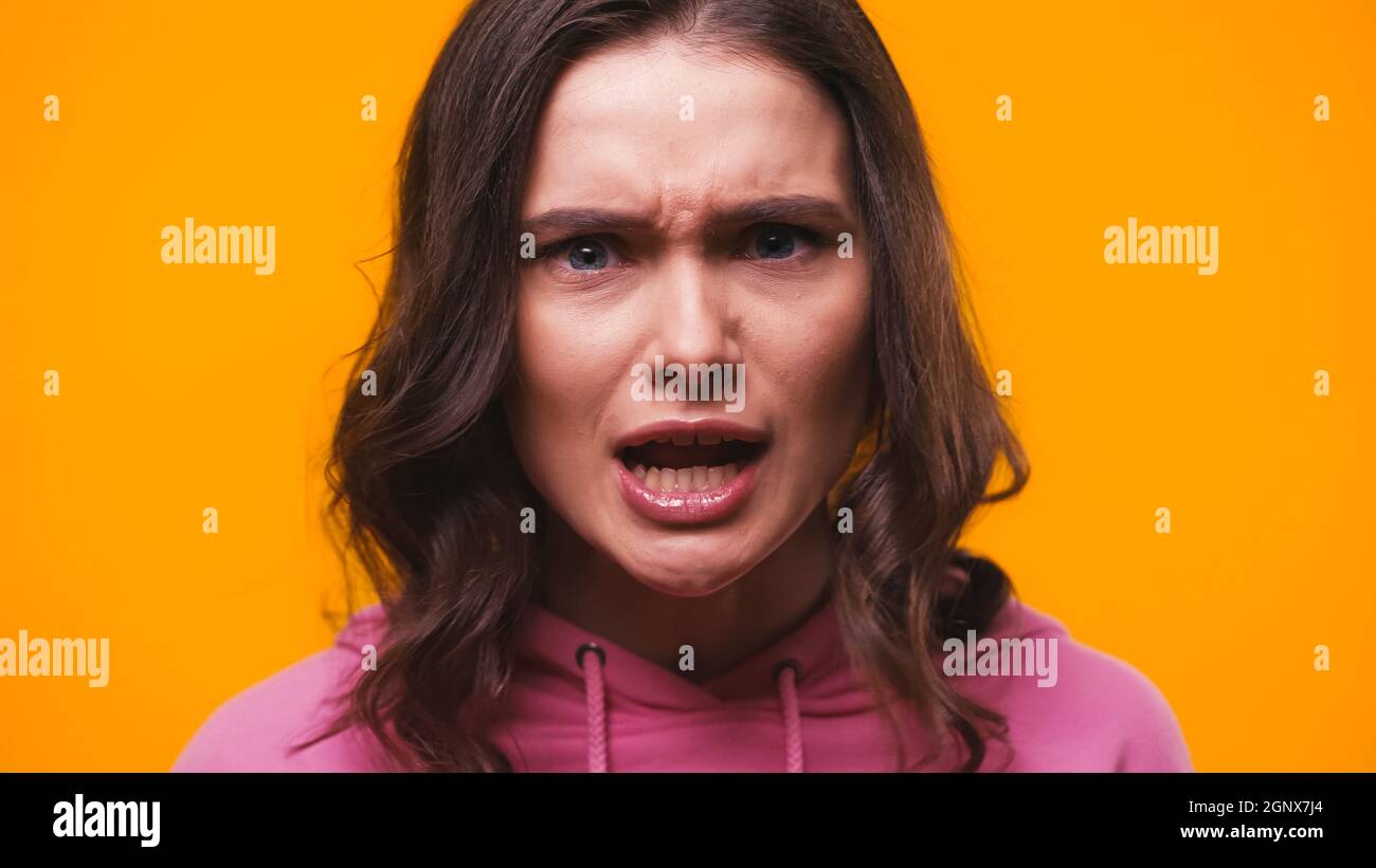 Woman shout at camera angry hi-res stock photography and images - Alamy