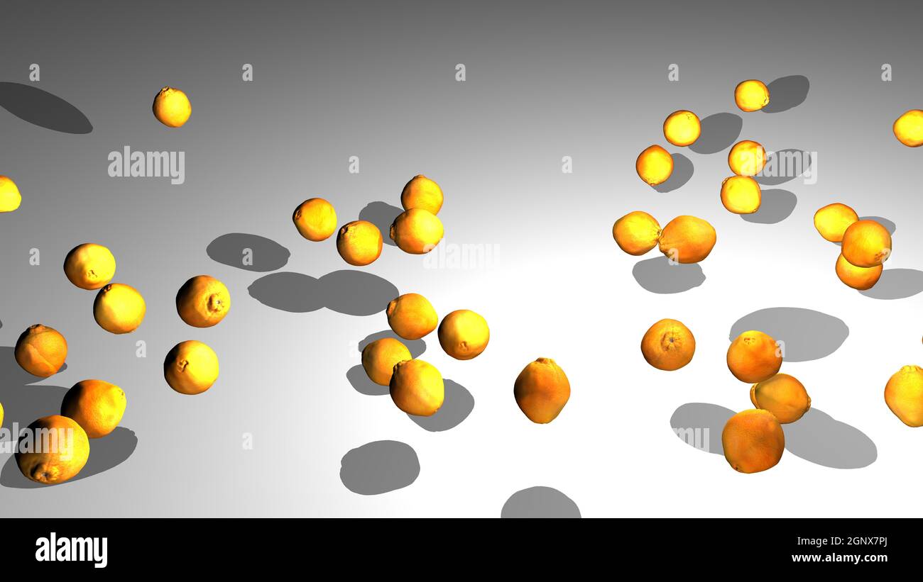 Closeup view of fresh oranges isolated on white background. Background ...