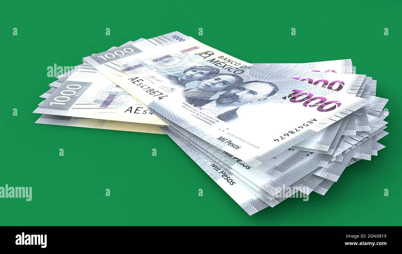 3d rendering of 1000 pesos notes on plain background Stock Photo - Alamy