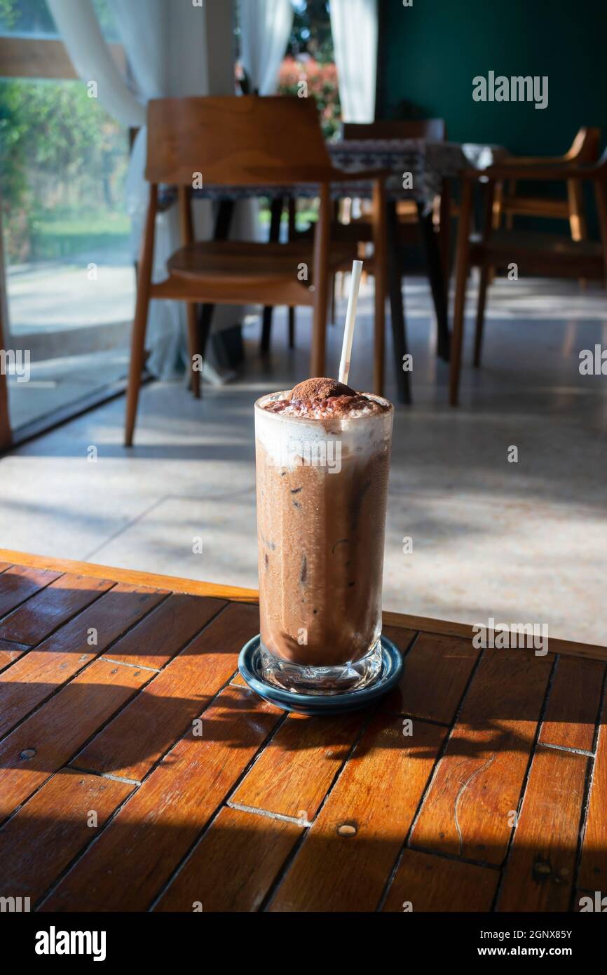 Iced coffee mocha glass drink, stock photo Stock Photo - Alamy