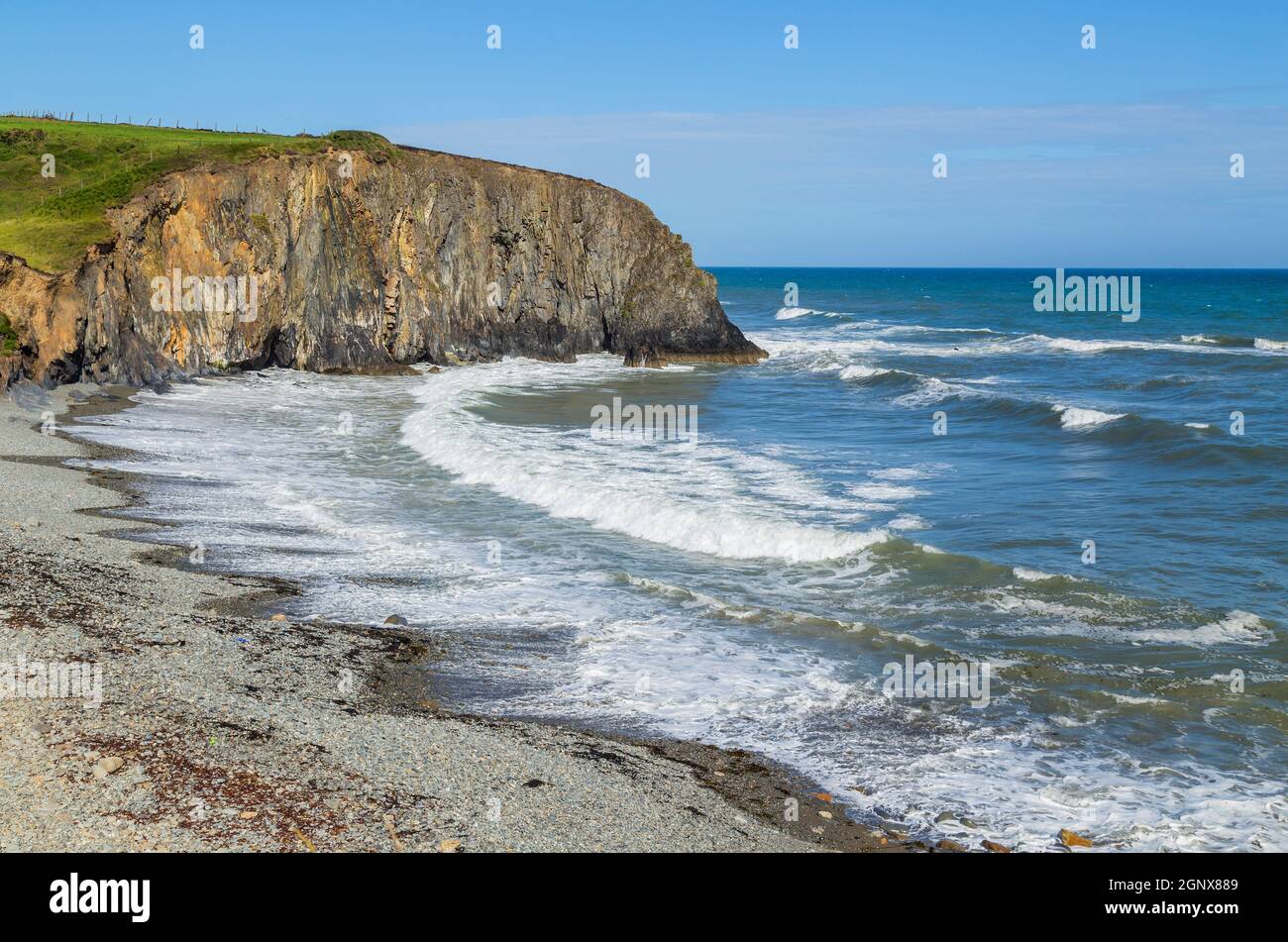 Sunny Day on a Rocky Rugged Beach looking out at ocean in the Copper ...