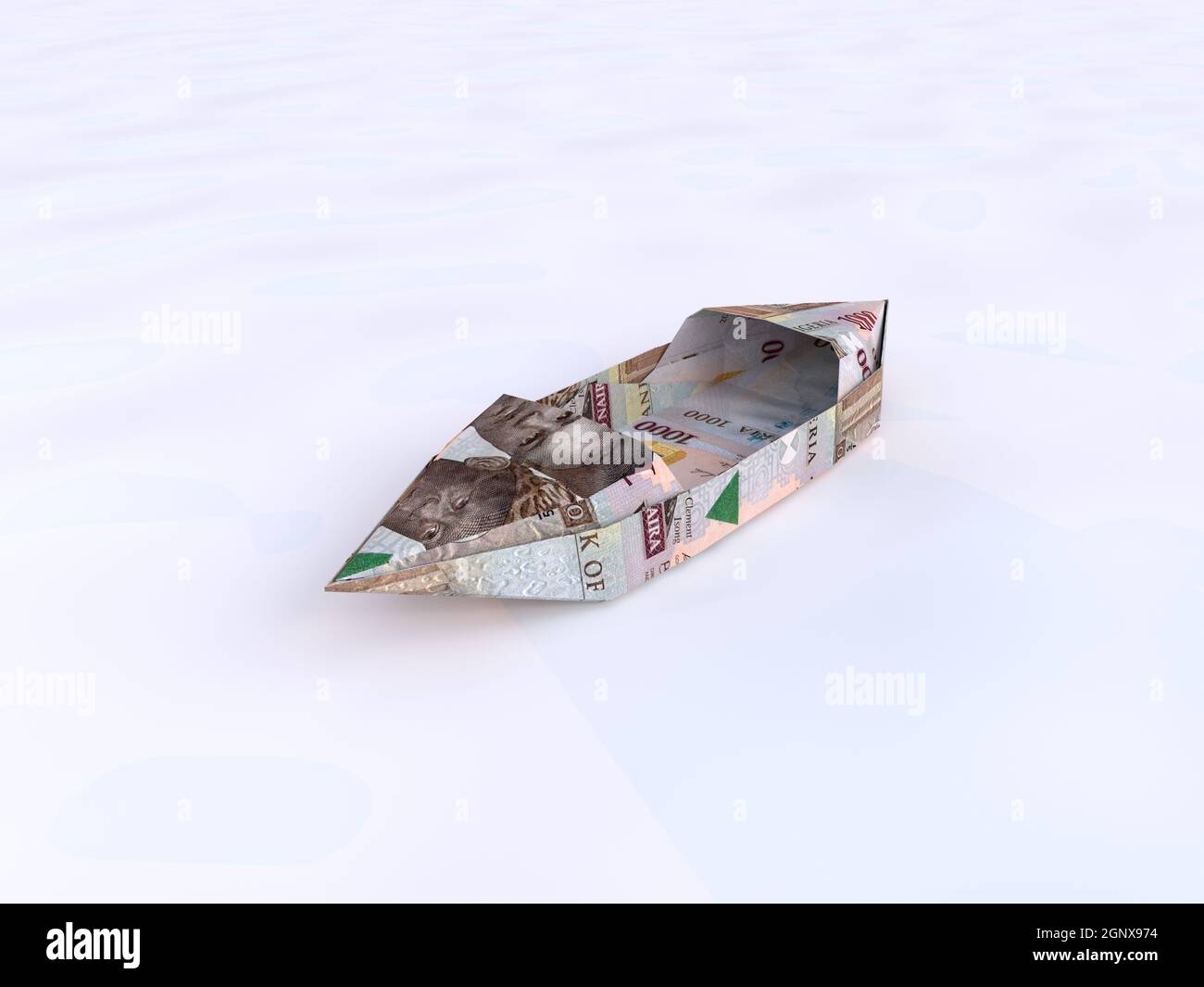 1000 naira origami boat on white background Stock Photo - Alamy