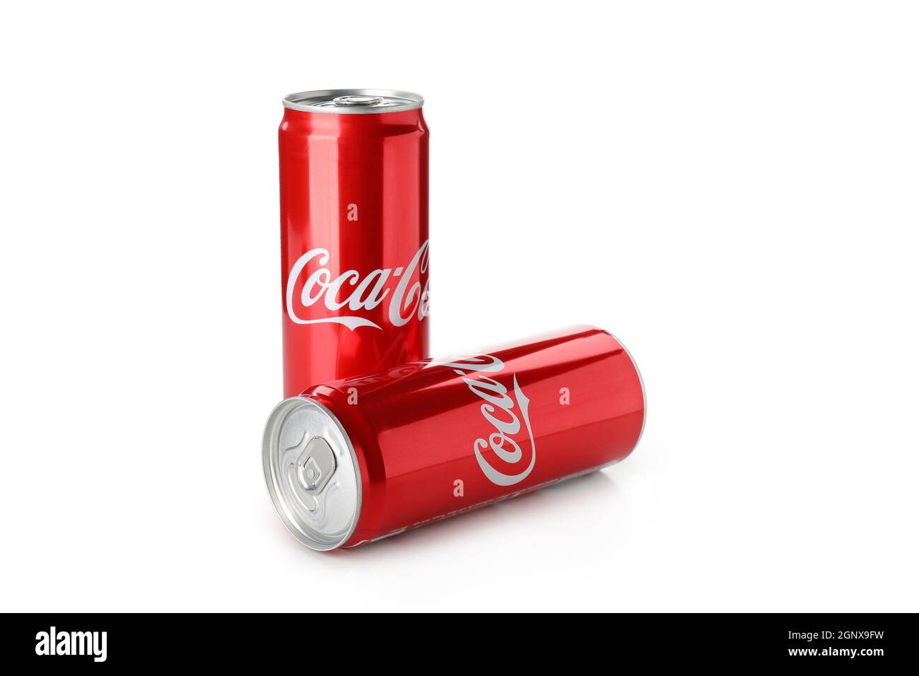 Odessa, Ukraine - September 23, 2021: Coca - cola cans isolated on ...