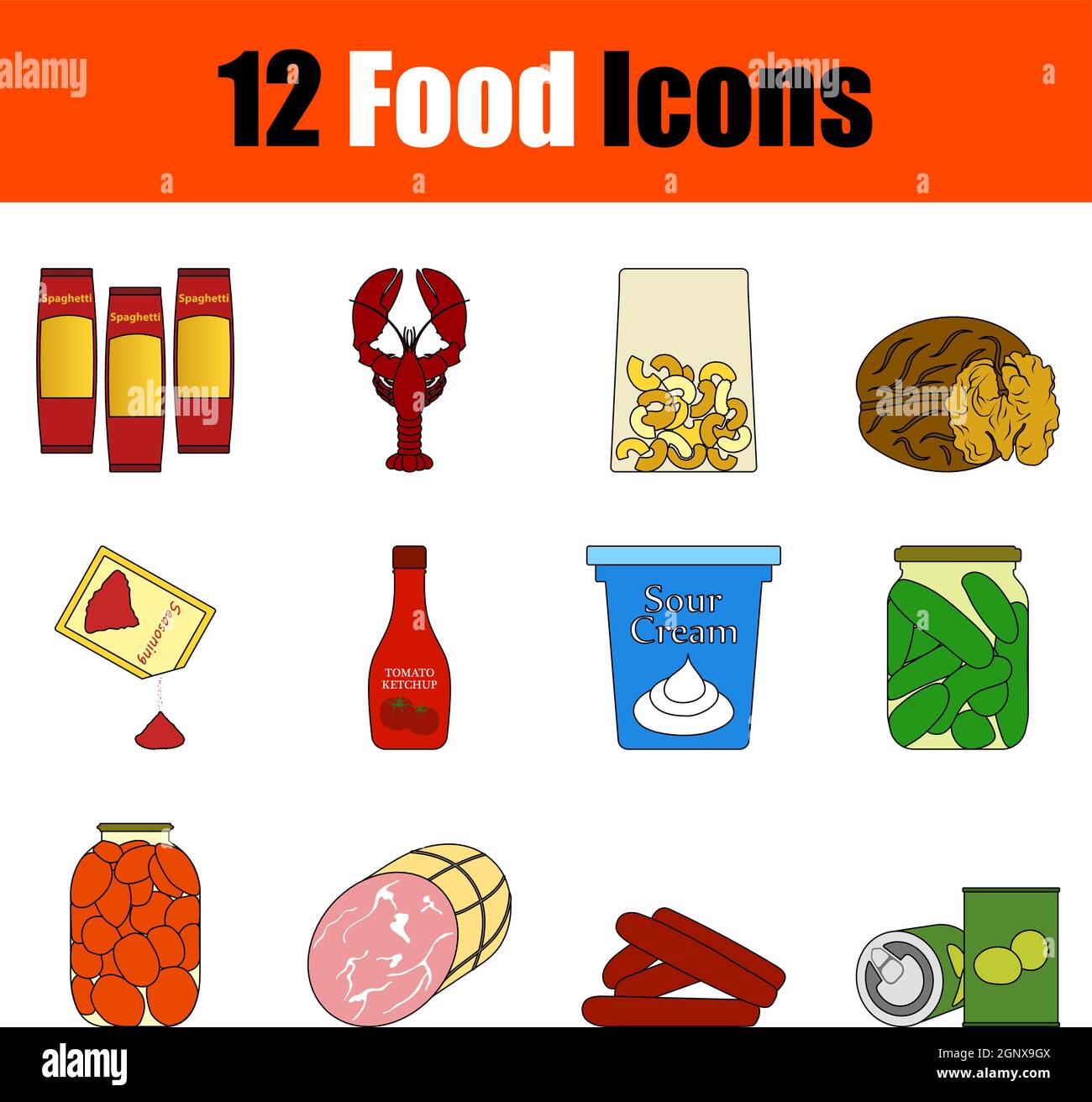 Food icon pack Stock Vector Images - Alamy