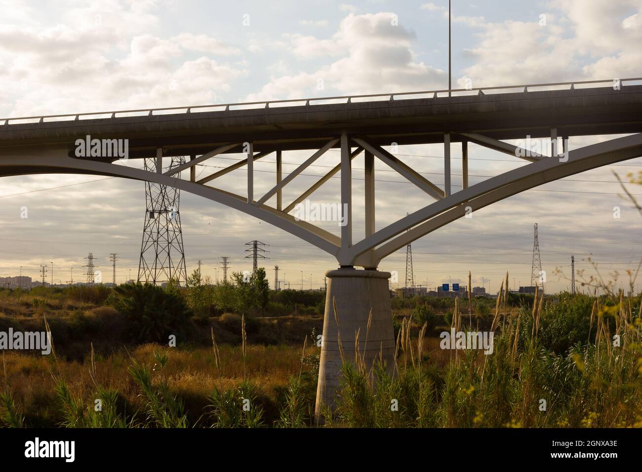Modern bridge to cross the river Stock Photo - Alamy