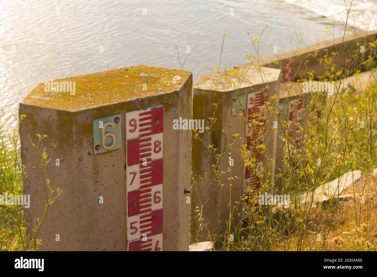 Indicator of water flow in the river Stock Photo - Alamy