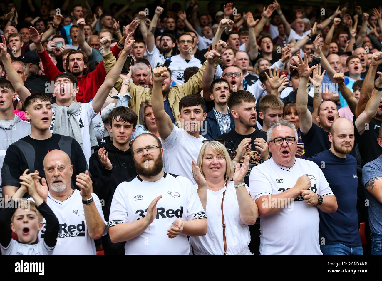 Derby County fans in the stands during the Sky Bet Championship match ...