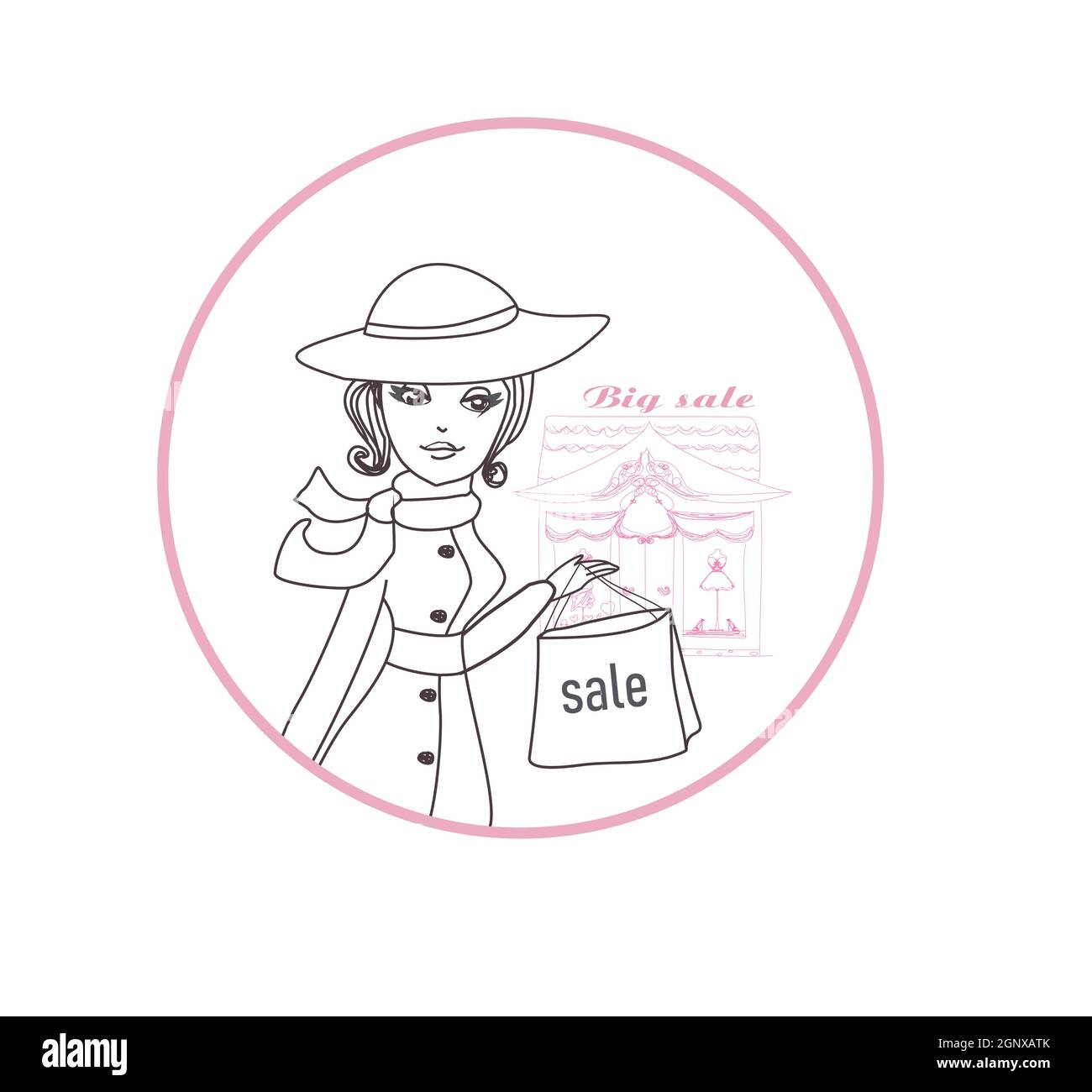 Stylish girl shopping , doodle illustration Stock Vector Image & Art ...