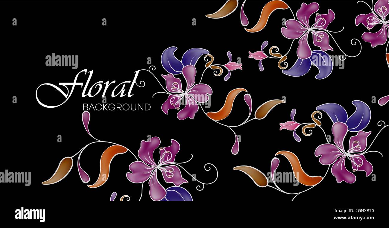 Floral gradient background with patterns and dynamic lines. Romantic ...